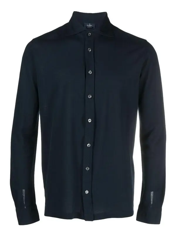 BARBA NAPOLI Long-sleeve Cotton Shirt - Blue