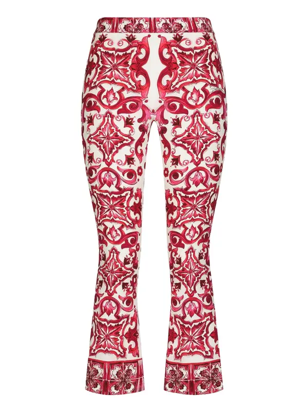 Dolce & Gabbana Majolica Print Flared Trousers - Red