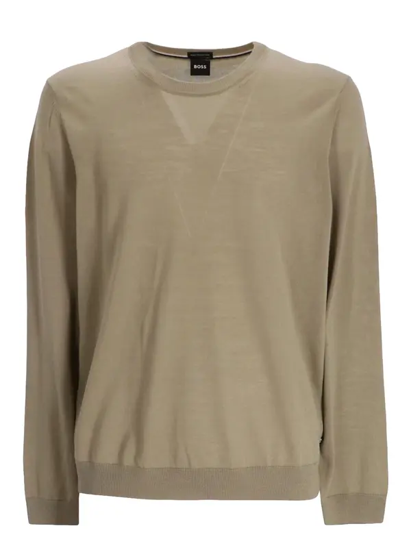 BOSS Long-sleeved Virgin Wool Jumper - Neutrals