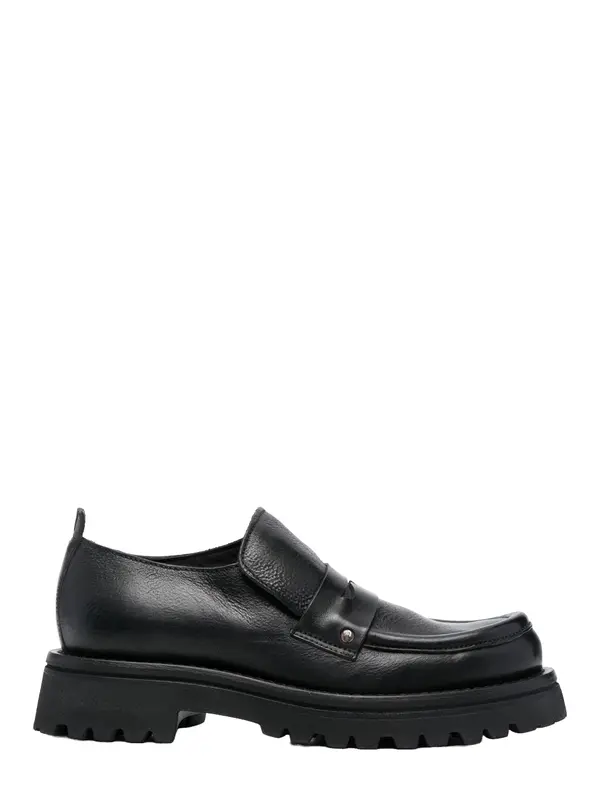 Moma Penny-slot Leather Loafers - Black