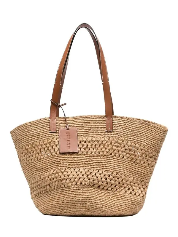 Manebí Logo-tag Raffia Tote Bag - Neutrals