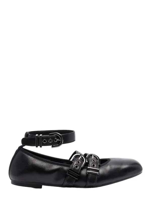 STUART WEITZMAN Maverick Leather Ballerina Flats - Black