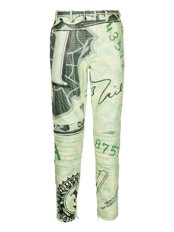 Moschino Leather Straight-leg Trousers - Green