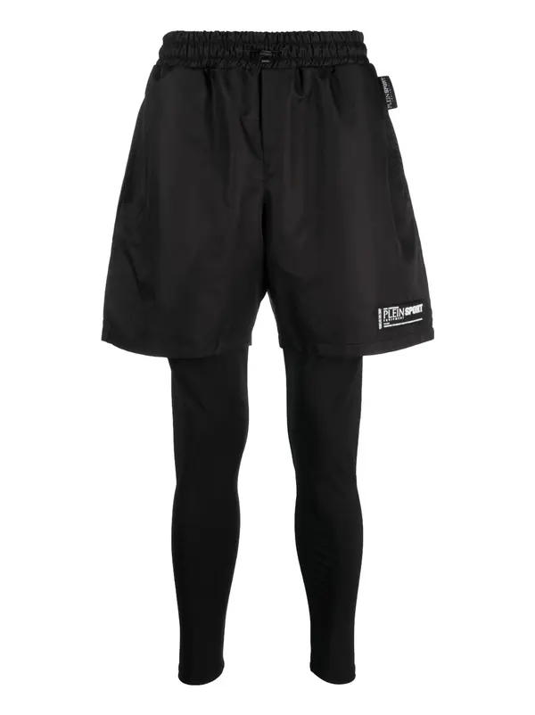 PLEIN SPORT Layered Running Shorts - Black