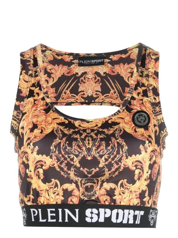 PLEIN SPORT Baroque-print Cotton Tank Top - Black