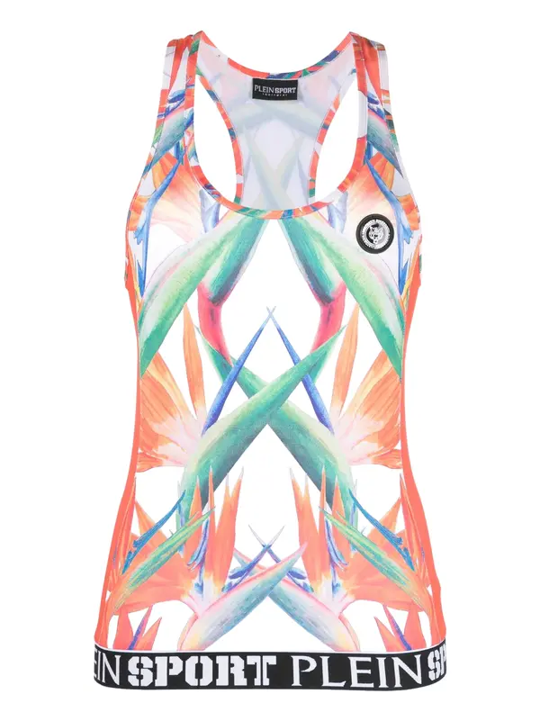PLEIN SPORT Floral Print Tank Top - White