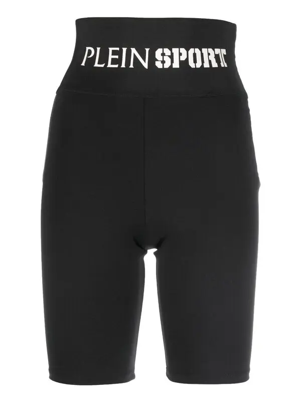 PLEIN SPORT Logo Waistband Stretch Shorts - Black