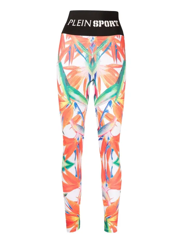 PLEIN SPORT Floral-print Stretch Leggings - Black
