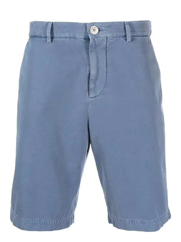 Brunello Cucinelli Mid-rise Cotton Shorts - Blue
