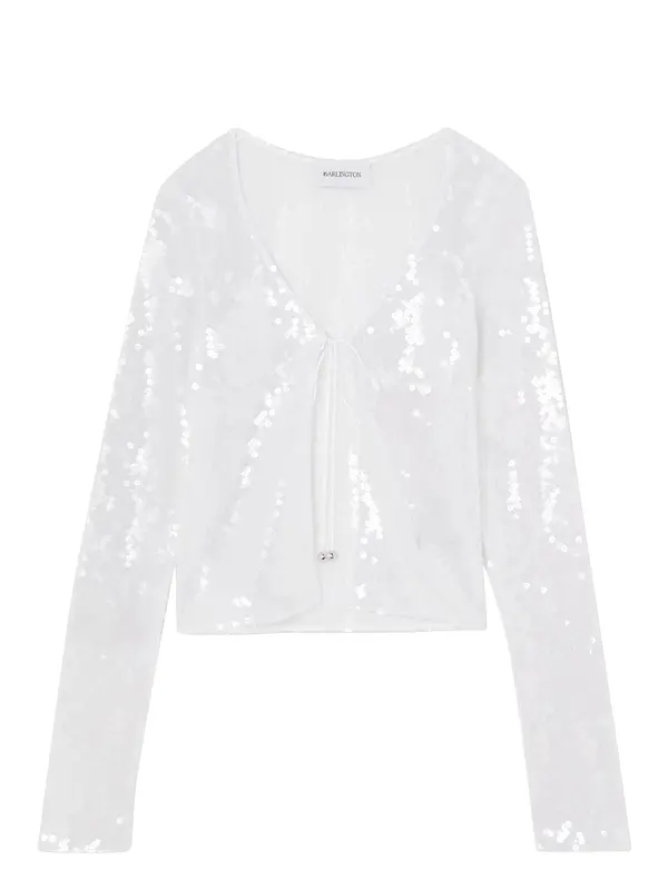 16Arlington Solaria Sequined Stretch-tulle Cardigan - White