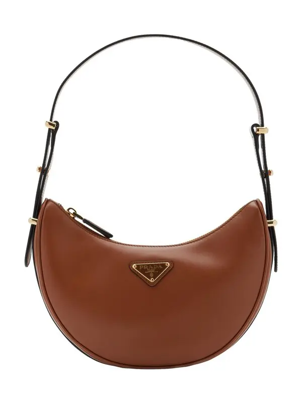 Prada Arqué Leather Shoulder Bag - Brown