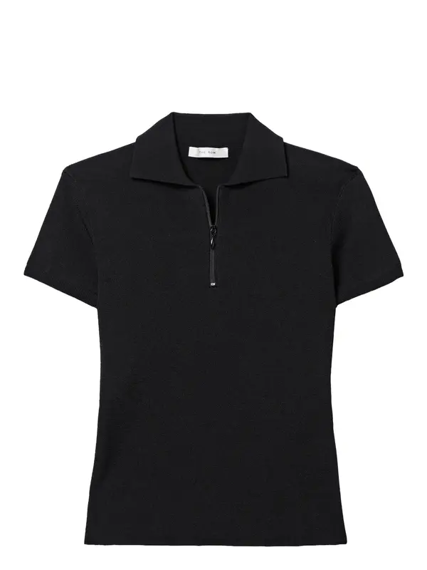 THE ROW Cauro Knitted Polo Top - Black