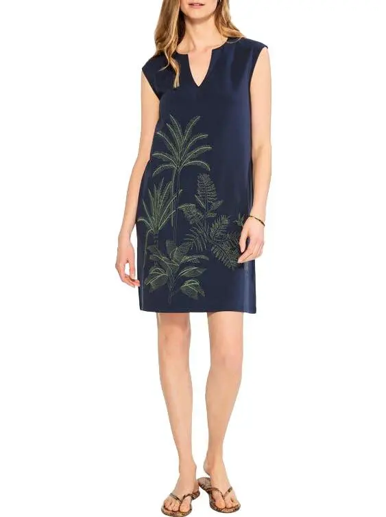NIC+ZOE Fauna Embroidered Sheath Dress - Indigo Multi