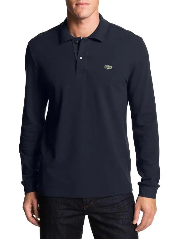 Lacoste Regular Fit Long Sleeve Piqué Polo - Navy