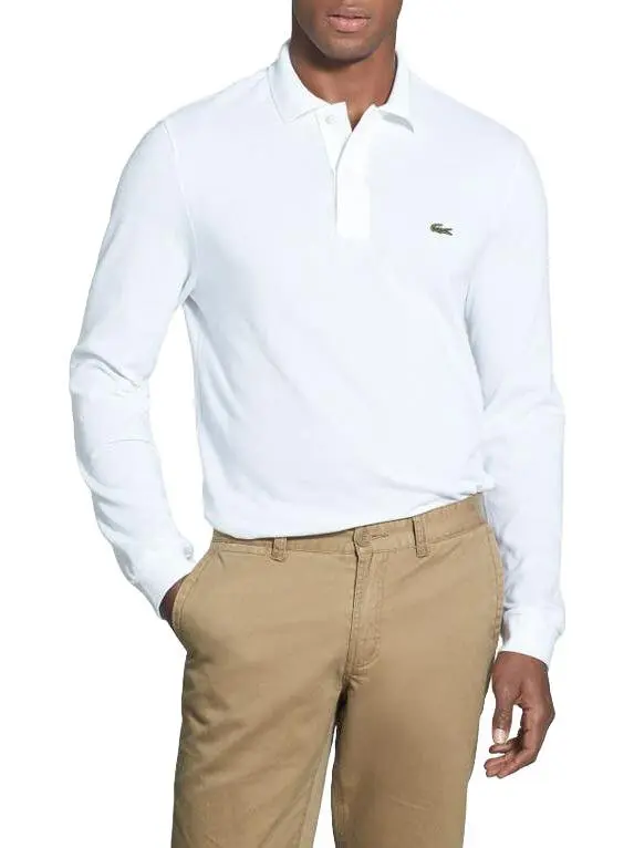 Lacoste Regular Fit Long Sleeve Piqué Polo - White