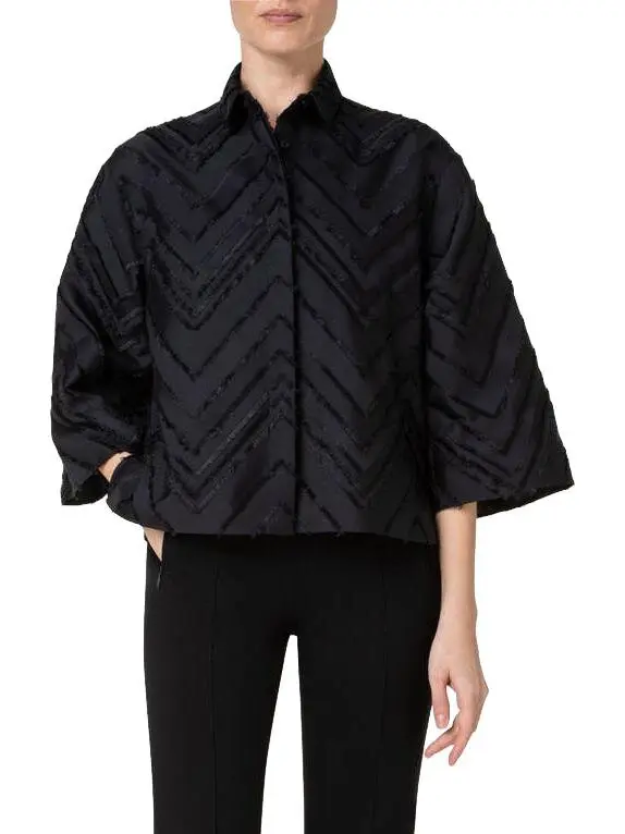 Akris Fringed Zigzag Blouse - Black