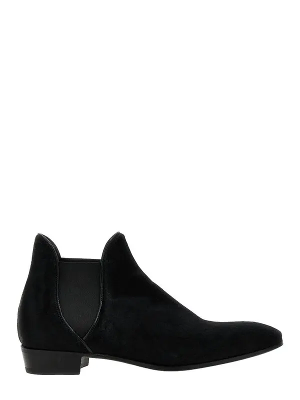 LIDFORT Calf Hair Ankle Boots - Black