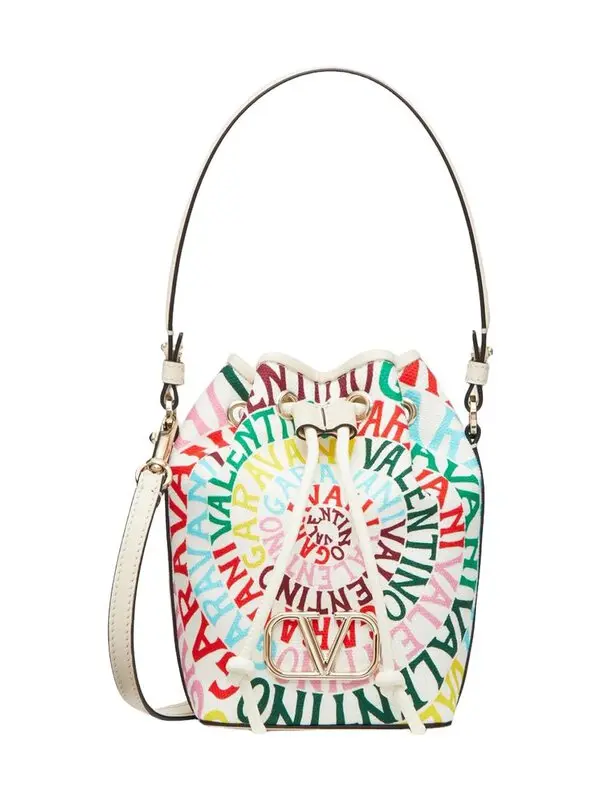 Valentino Garavani Mini Bucket Bag In Canvas - Multicolor