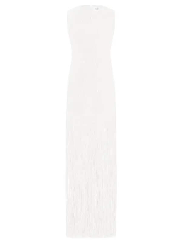 Herve Leger Ottoman-knit Fringe Maxi Dress - Alabaster