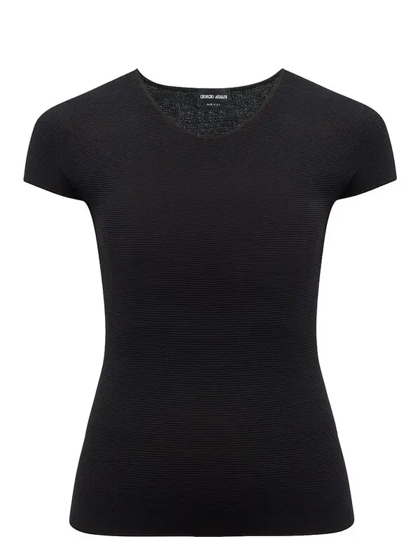 Giorgio Armani Scoop-neck Knit Tee - Black