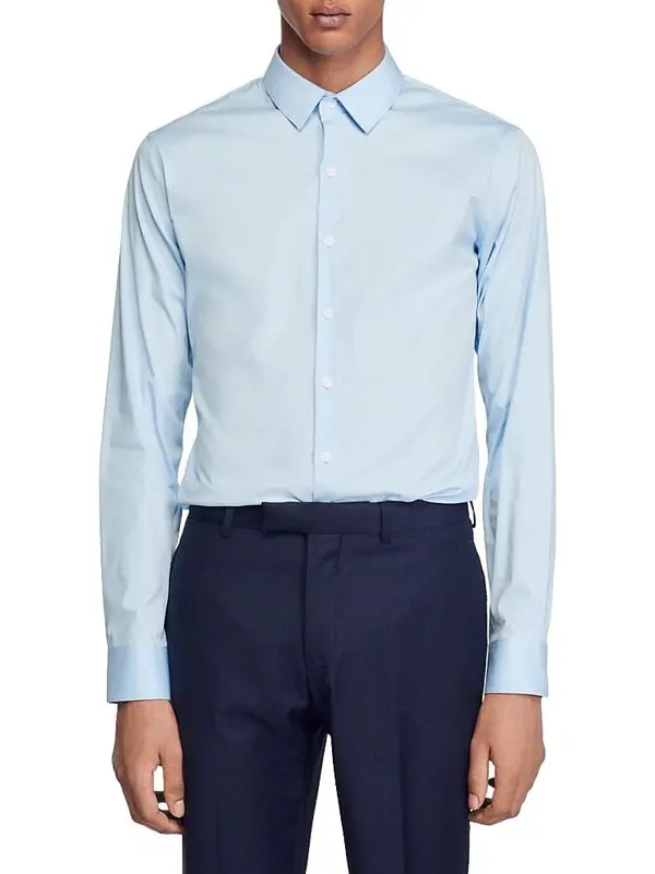 Sandro Seamless Stretch Button Up Shirt - Sky Blue