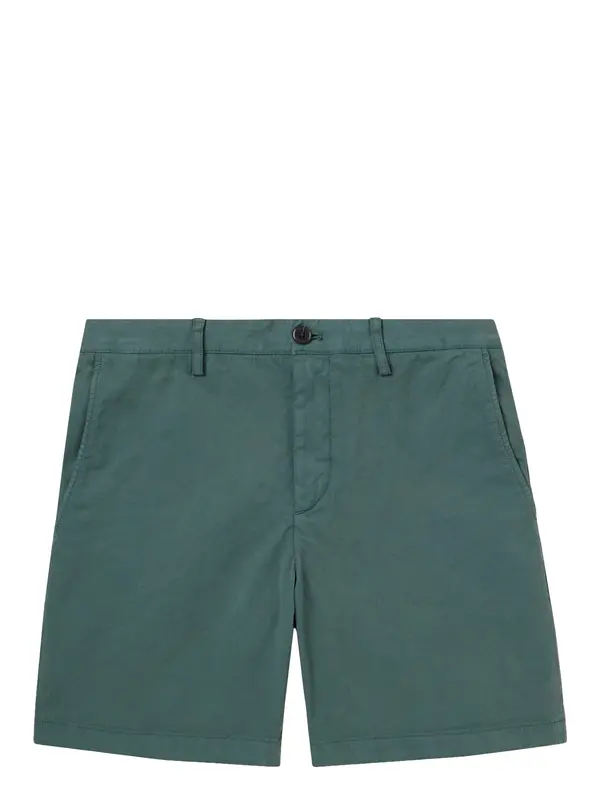 Theory Zaine Straight-leg Stretch-cotton Chino Shorts - Green