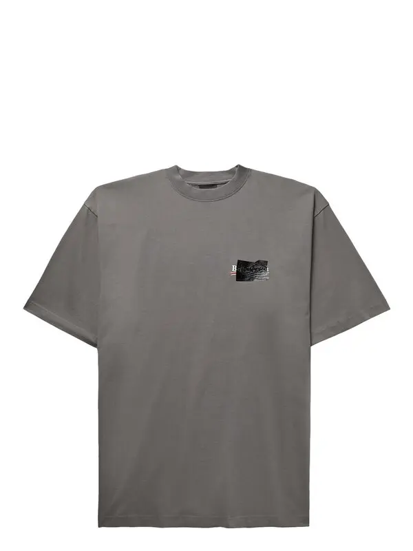 Balenciaga Gaffer Oversized Logo-embroidered Appliquéd Cotton-jersey T-shirt - Gray