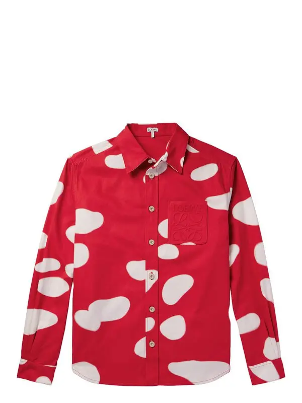 Loewe Logo-debossed Printed Cotton-twill Shirt - Red