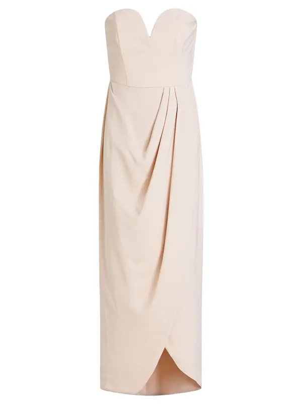 Shona Joy Strapless Draped Satin Maxi Dress - Blush