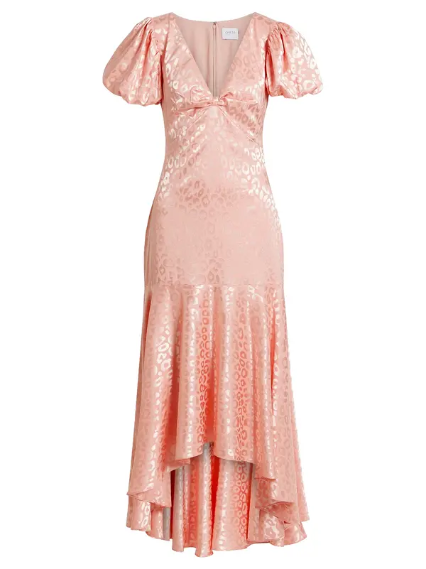 One33 Social Asymmetric Ruched Satin-jacquard Maxi Dress - Blush