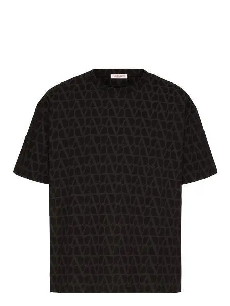 Valentino Garavani Cotton T-shirt With Toile Iconographe Print - Black