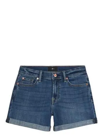 7 For All Mankind Broken Twill Mid-rise Denim Shorts - Black