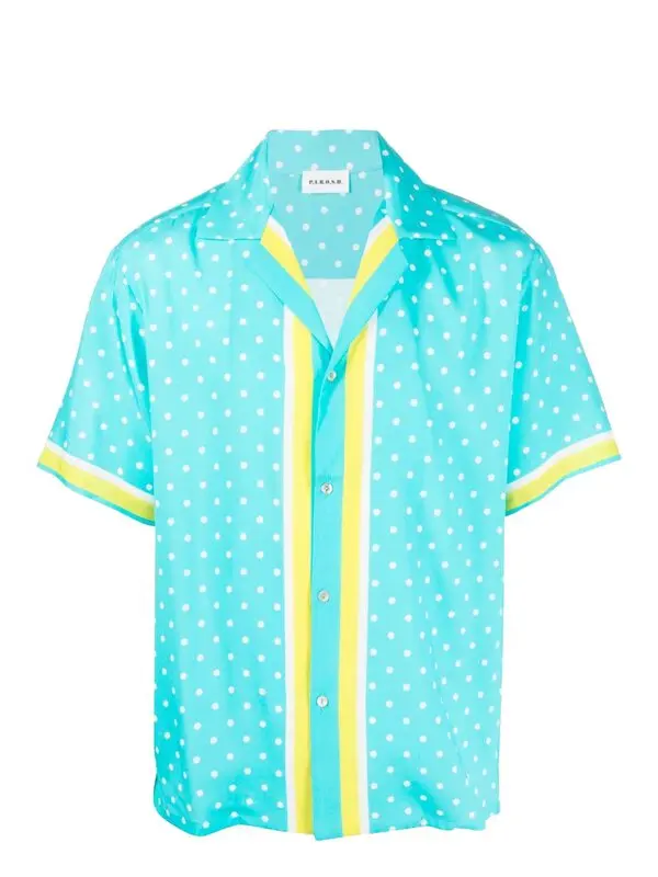 P.a.r.o.s.h Polka-dot Print Short-sleeved Silk Shirt - Blue