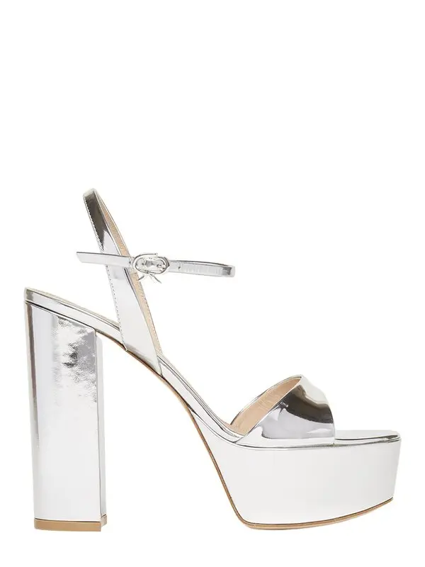 GIANVITO ROSSI Metallic Platform Sandals - Silver