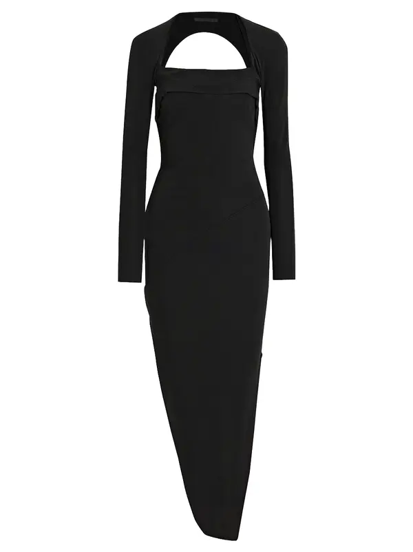 Helmut Lang Cutout Jersey Midi Dress - Black