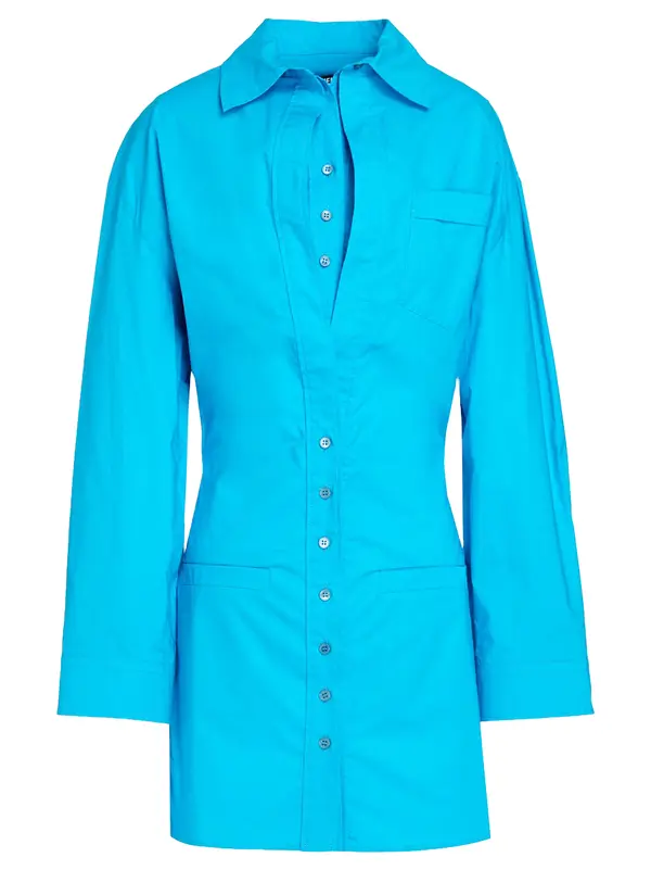 Jacquemus Baunhilha Layered Mini Shirt Dress - Turquoise