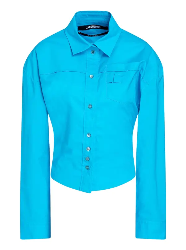 Jacquemus Aqua Cutout Cotton-poplin Shirt - Turquoise