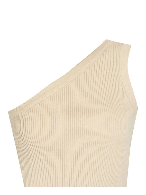 Jacquemus Ascu Cropped One-shoulder Top - Beige