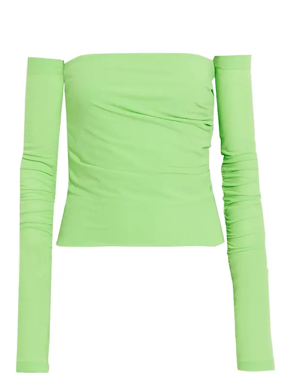 Helmut Lang Off-the-shoulder Convertible Top - Bright Green