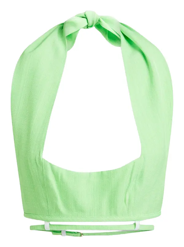 Jacquemus Limao Cropped Halterneck Top - Bright Green