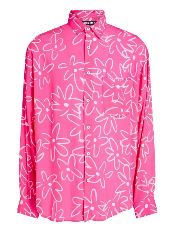 Jacquemus Floralprint Woven Shirt - Bubblegum