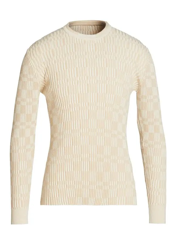 Jacquemus La Maille Slimfit Checked Ribbed Cotton-blend Sweater - Beige