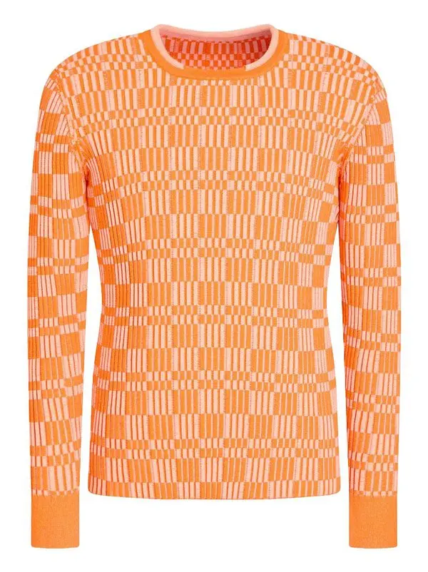 Jacquemus La Maille Gelati Checked Ribbed Cotton-blend Sweater - Orange