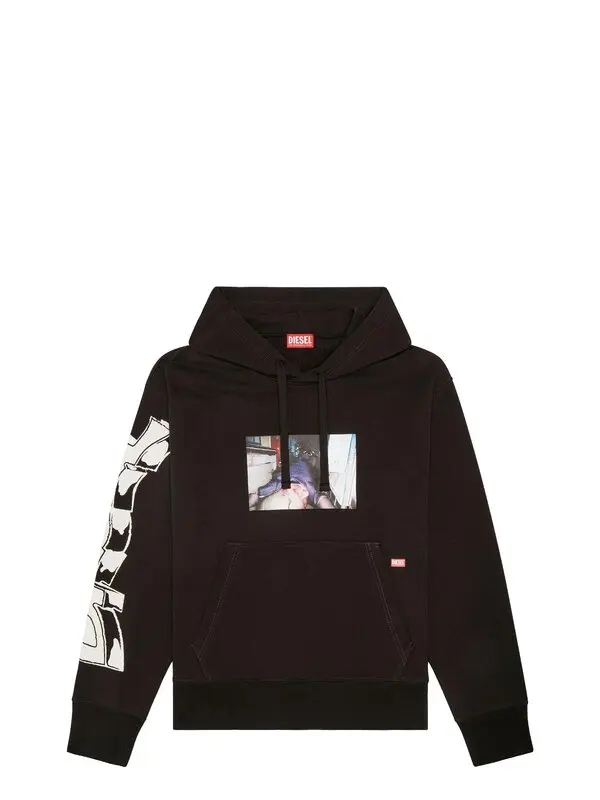 DIESEL® Cotton Graphic Hoodie - Black