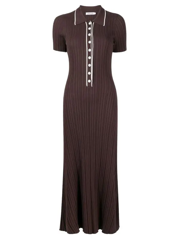 Anna Quan Penelope Ribbed Knit Maxi Dress - Brown