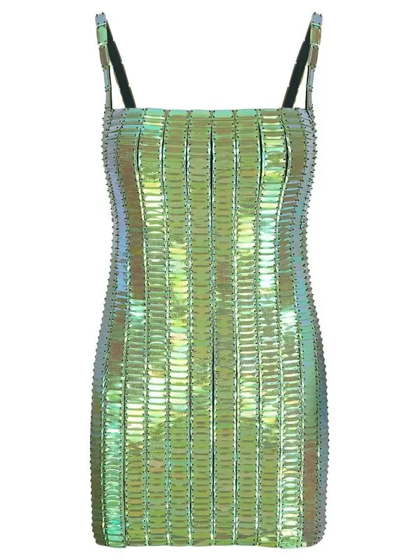 Attico Embellished Rue Dress - Iridescent Green
