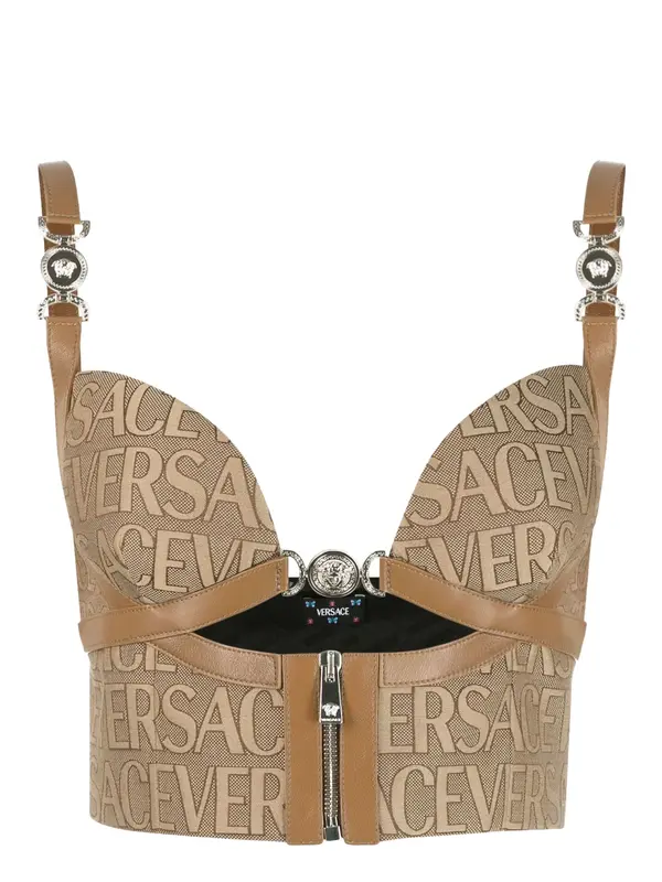 Versace Allover Bustier Top - Brown