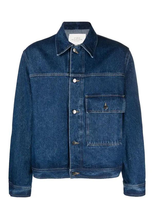 Studio Nicholson Patch-pocket Denim Jacket - Blue
