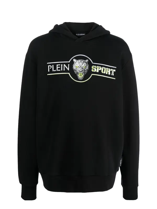 PLEIN SPORT Chrome Scratch Cotton Hoodie - Black