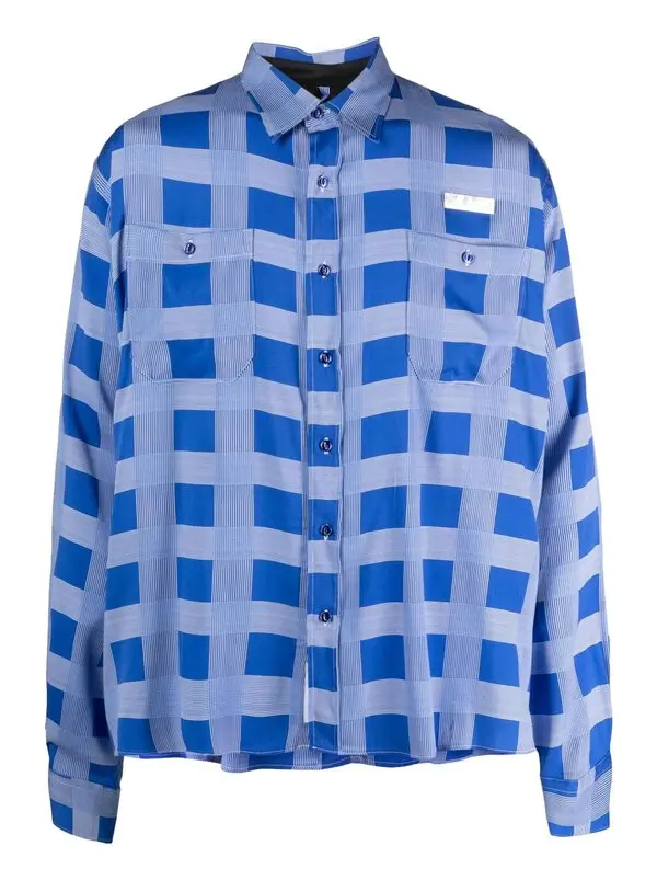 4SDESIGNS Plaid-check Pattern Shirt - Blue